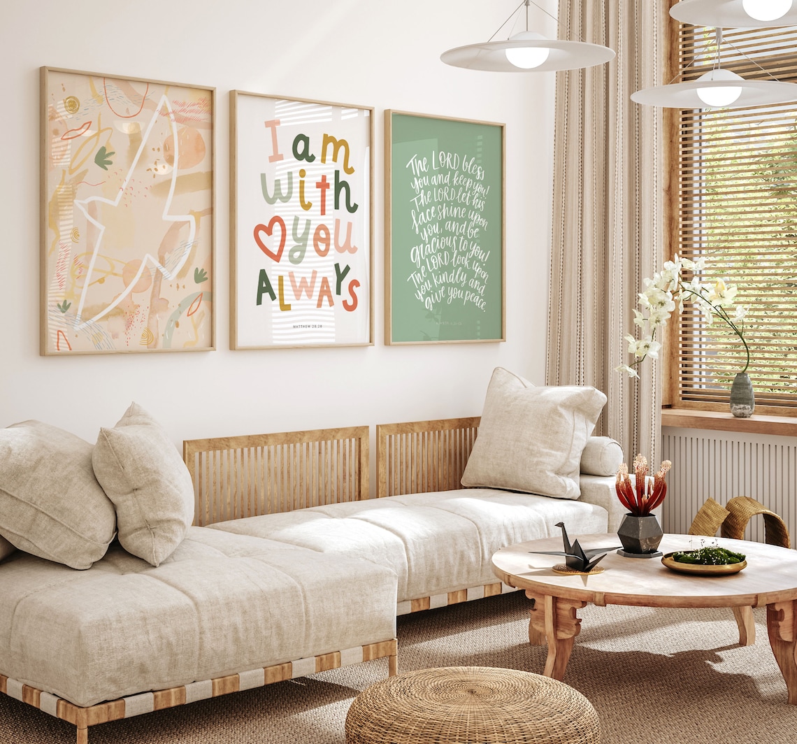 Set of 3 Christian Posters, Pastel Colors, Holy Spirit Poster, Blessing ...