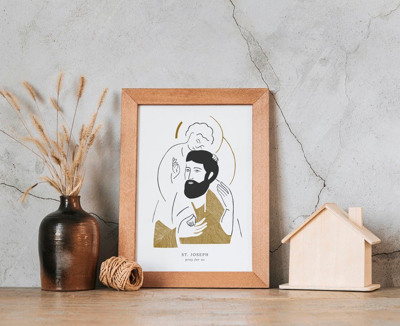 Saint Joseph Portrait Printable, INSTANT DOWNLOAD, Wall Art Icon ...