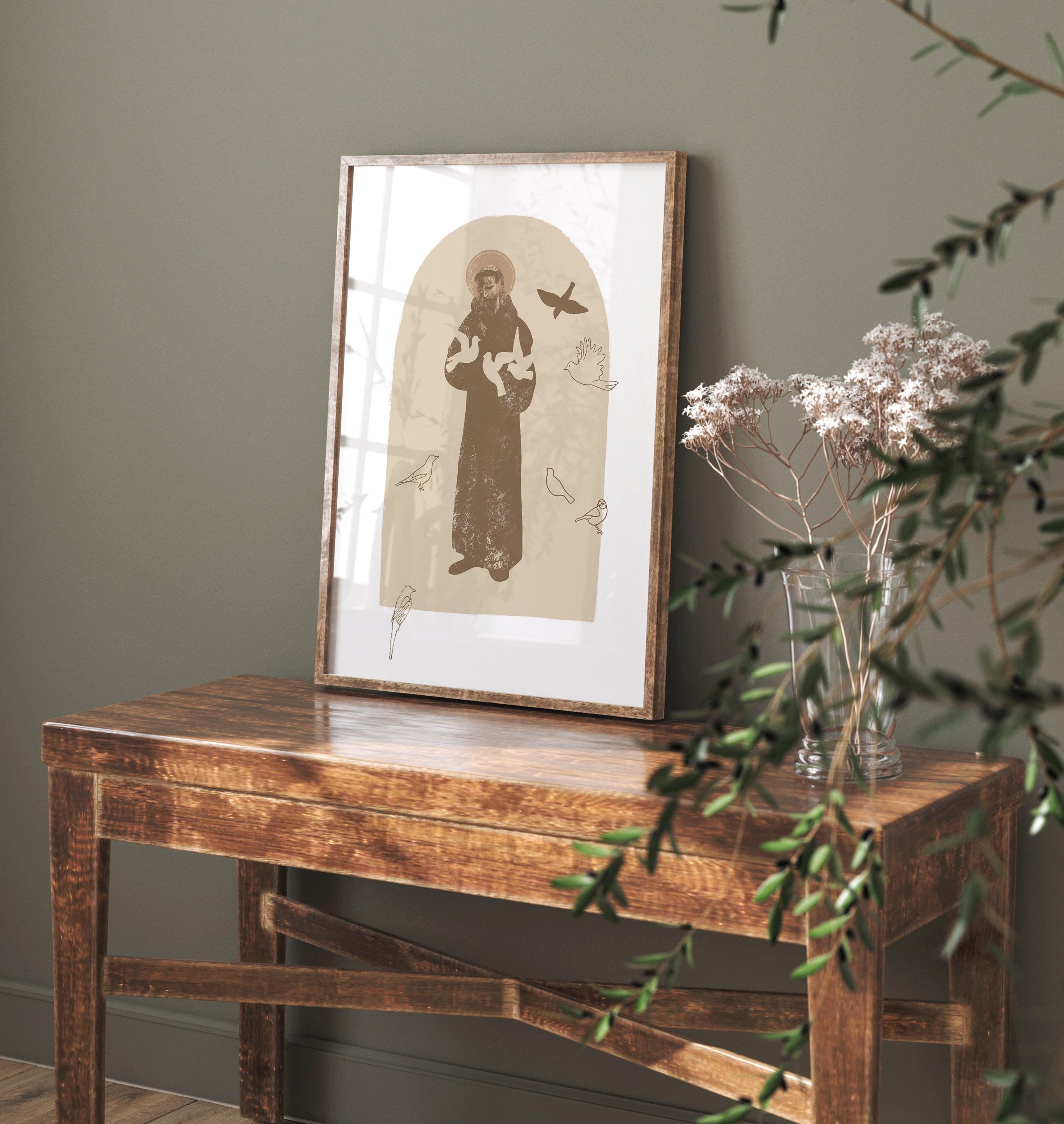 Saint Francis of Assisi Illustration, Saint Portrait Printable, INSTANT ...