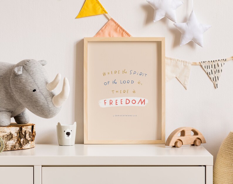 Set of 2 Beige Christian Posters, Holy Spirit Digital Wall Art, Where ...