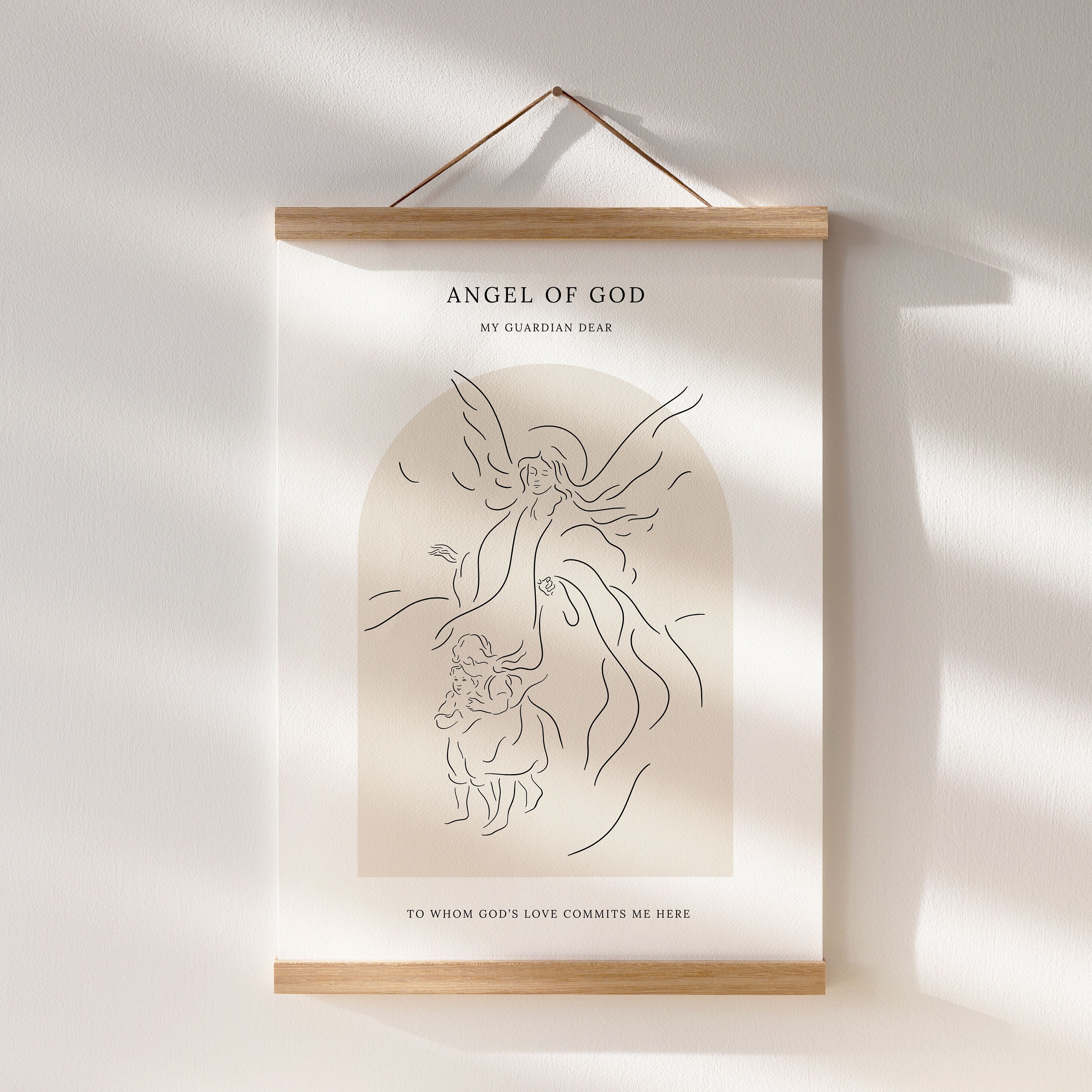 Linear Angel of God, Modern Angel Guardian Nursery Printable, Christian ...