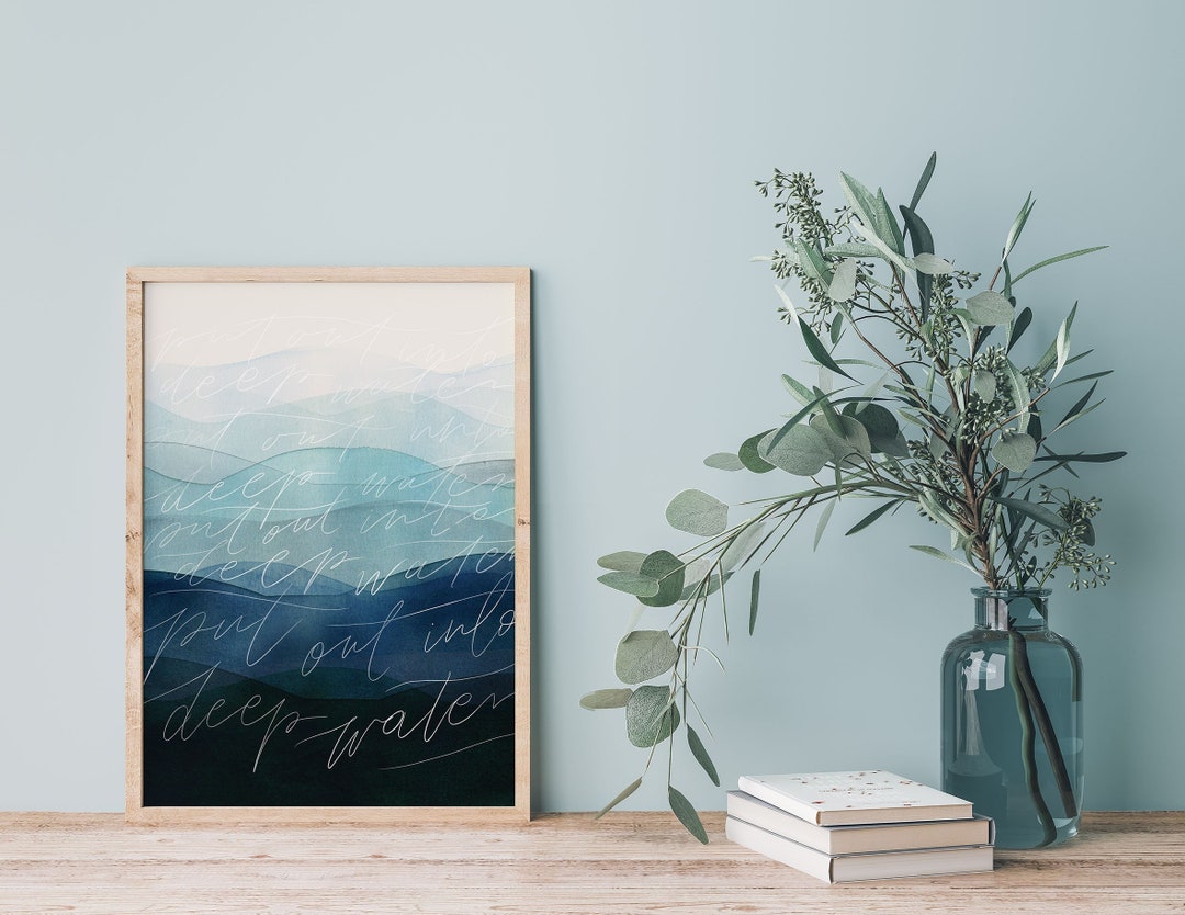 Put Out Into Deep Water, Luke 5:4, Abstract Christian Home Decor ...