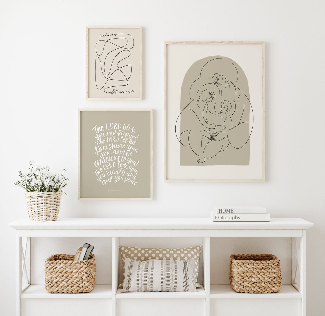 Set of 3 Modern Christian Posters, Warm Colour, Holy Family ...