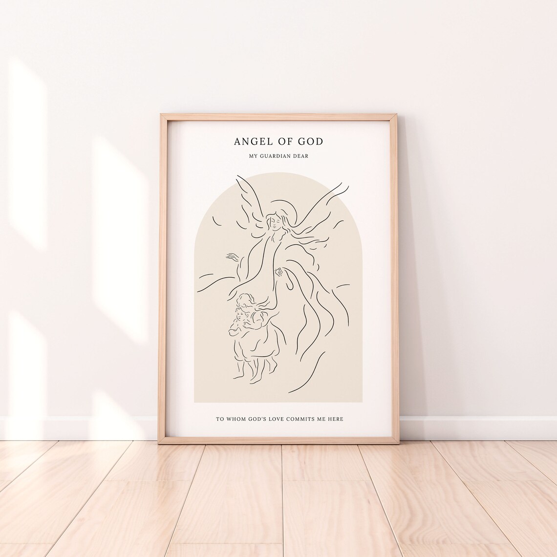Linear Angel of God, Modern Angel Guardian Nursery Printable, Christian ...