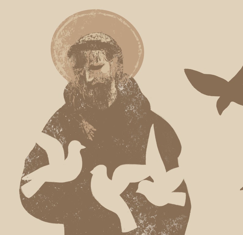 Saint Francis of Assisi Illustration, Saint Portrait Printable, INSTANT ...