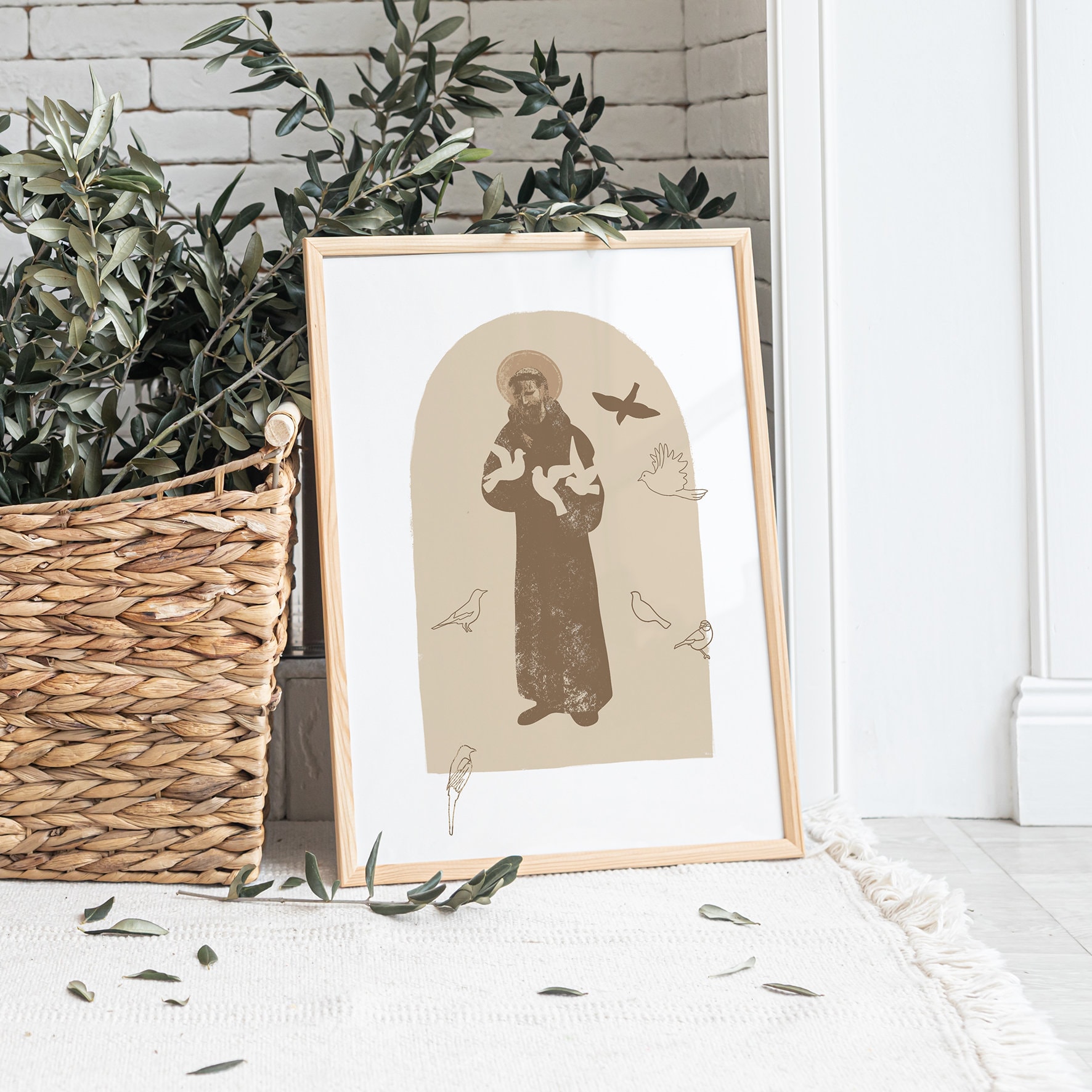 Saint Francis of Assisi Illustration, Saint Portrait Printable, INSTANT ...
