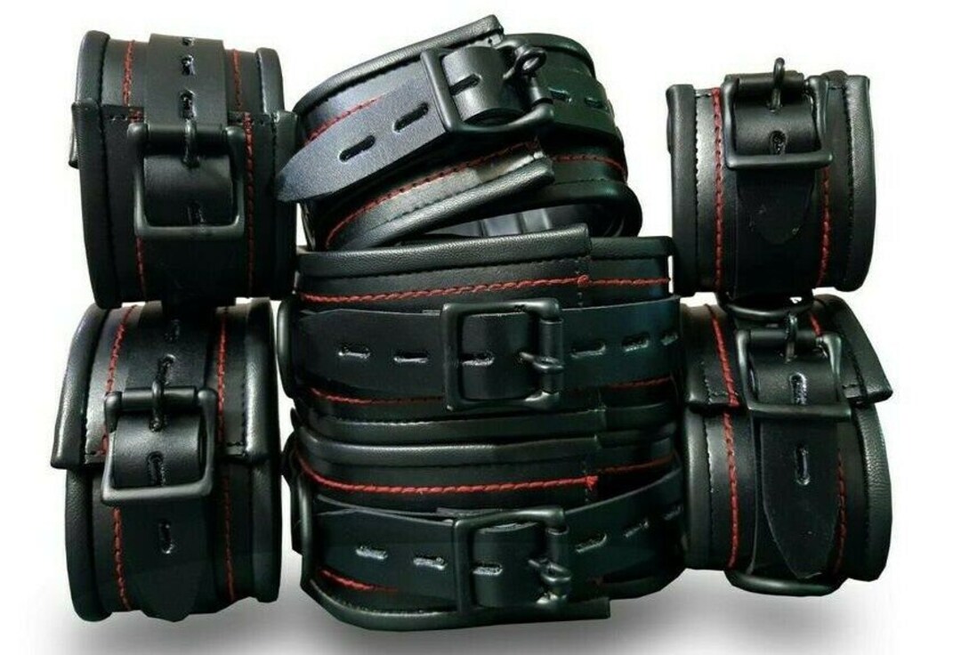 Unisex 7 Piece Real Black Leather LOCKING LOCKABLE Heavy Duty - Etsy