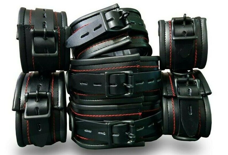 Unisex 7 Piece Real Black Leather LOCKING LOCKABLE Heavy Duty - Etsy