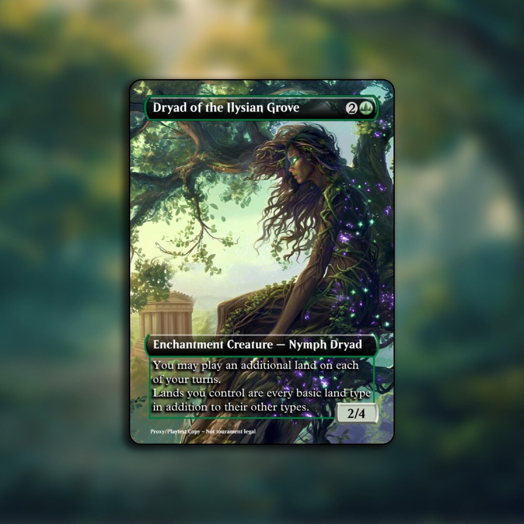 Dryad of the Ilysian Grove MTG Proxy Clear Frame Custom Art Game Cards ...