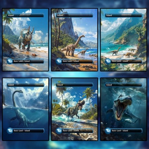 Dinosaur Basic Land Pack Temur red/green/blue 18 Dinosaur-themed Basic Lands for Commander MTG ...