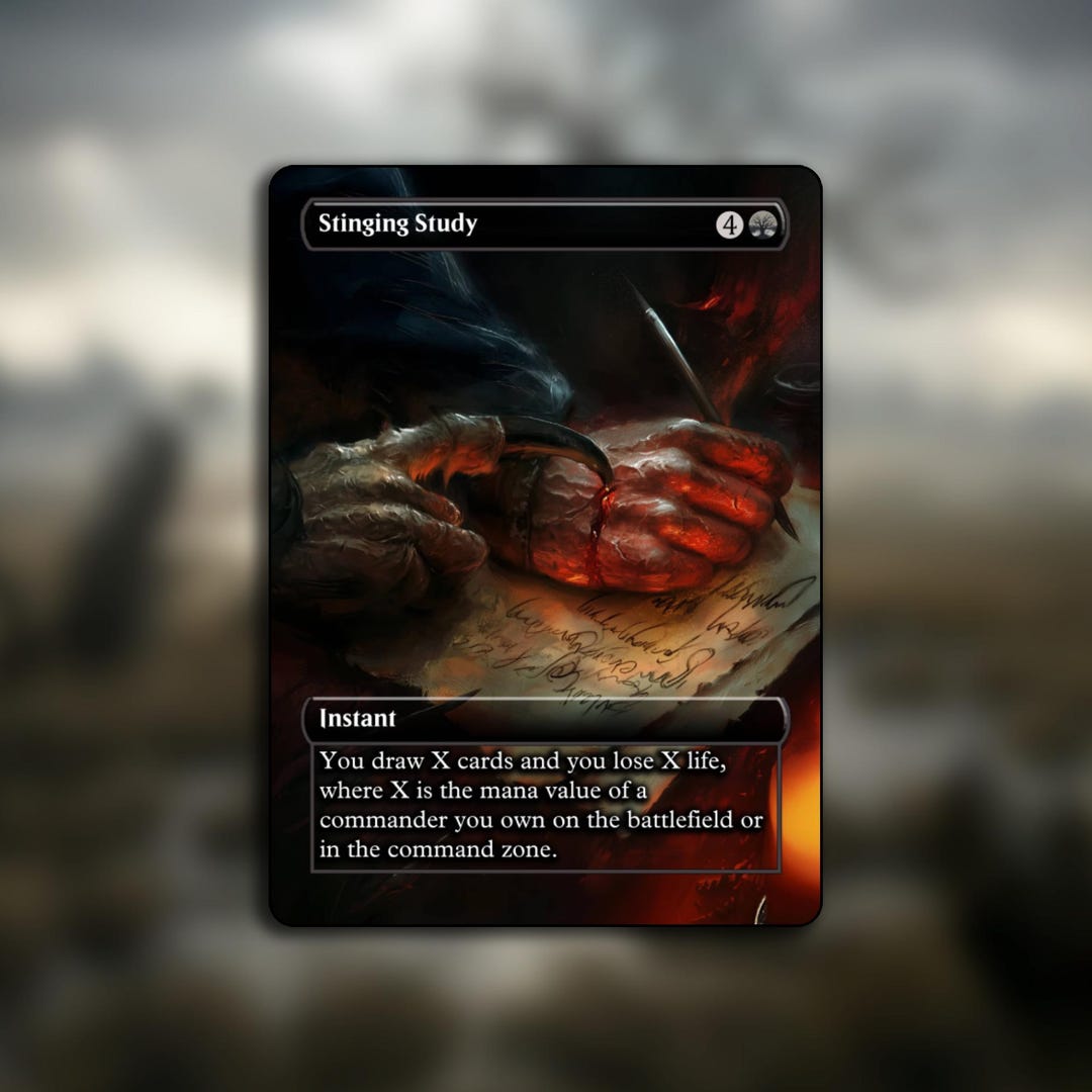 Stinging Study MTG Proxy Clear Frame Custom Alt Art Game Cards for Commander MTG Proxy Stinging ...