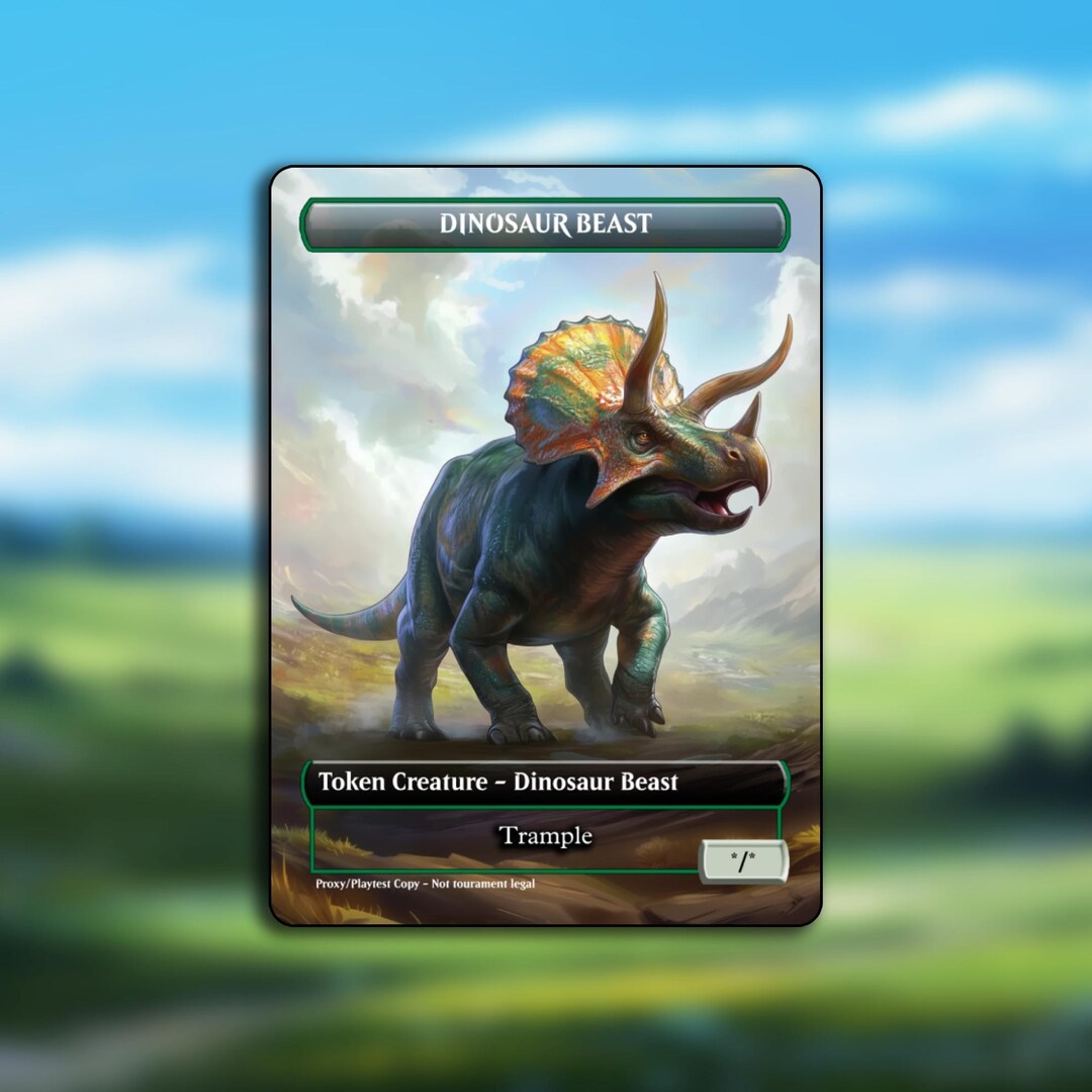 Dinosaur Beast Token MTG Proxy - Borderless Custom Art Game Cards for ...