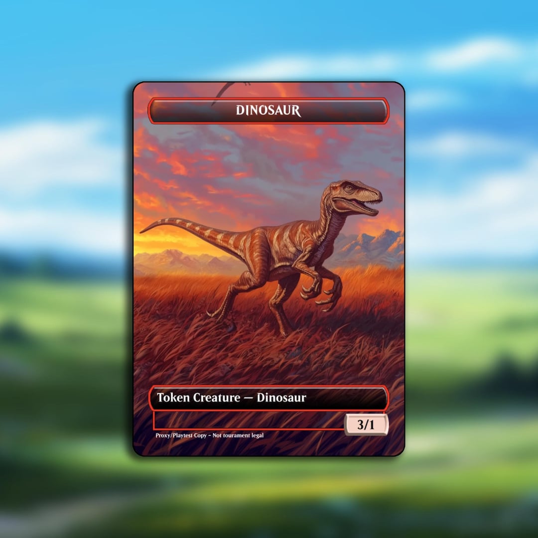 Dinosaur 3/1 Token MTG Proxy Borderless Custom Art Game Cards for ...