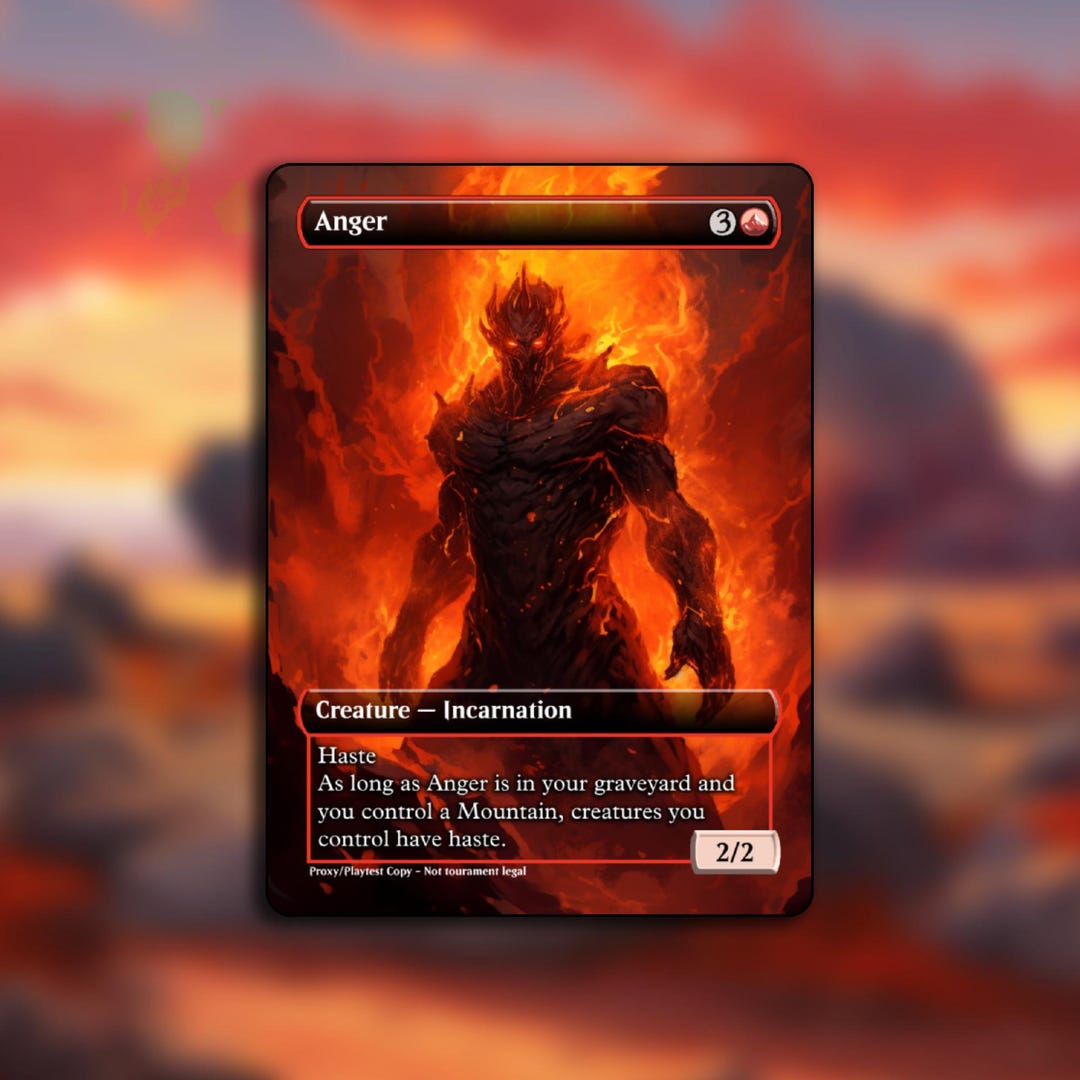 Anger MTG Proxy - Clear Frame - Custom Art Game Cards for Commander MTG ...