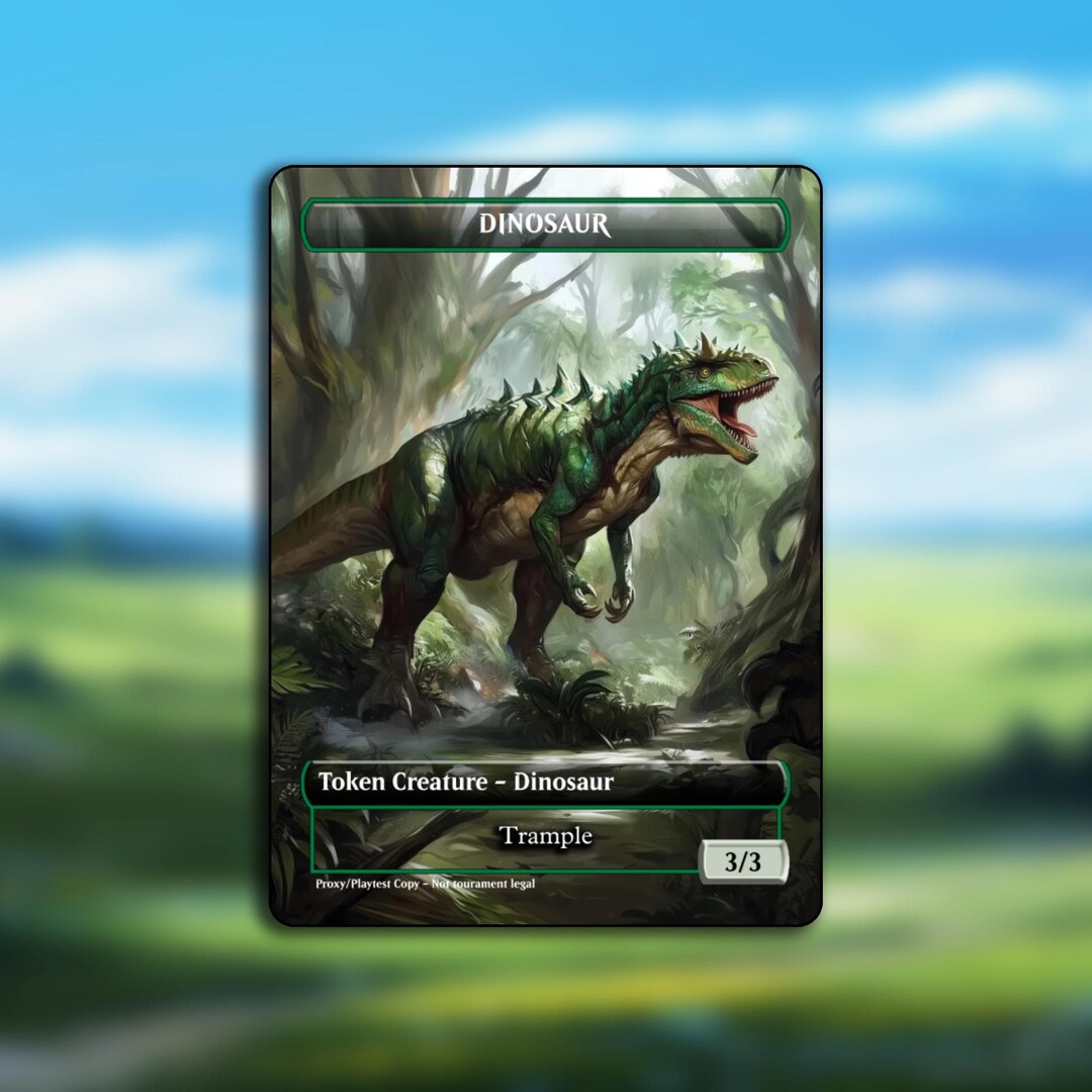 Dinosaur 3/3 Token With Trample MTG Proxy - Borderless Custom Art Game ...