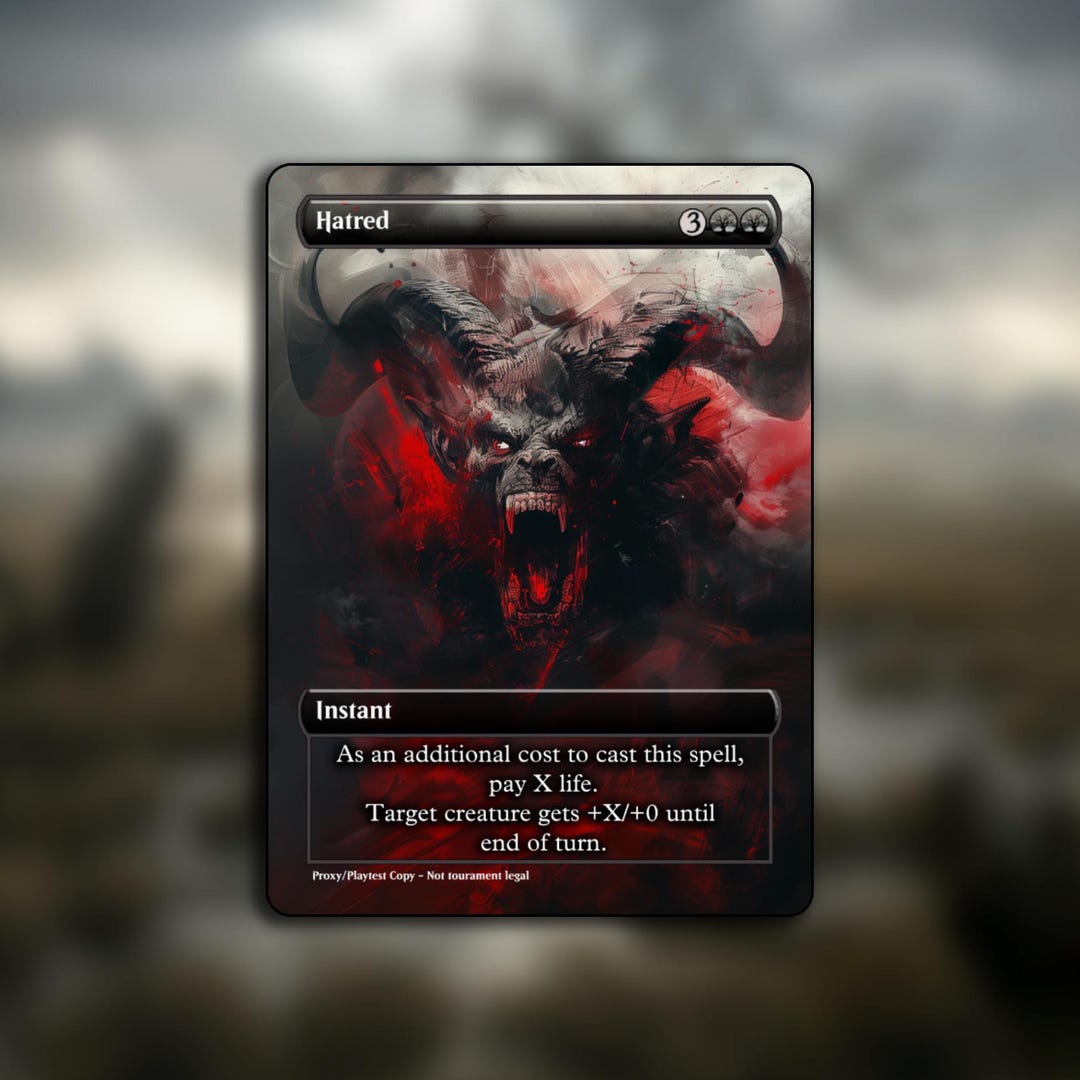 Hatred MTG Proxy Borderless Frame Custom Art Game Cards for Commander MTG Proxy Hatred MTG ...