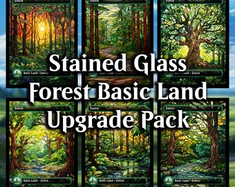Stained Glass 5 Color Basic Land Pack - 55 Custom Basic Lands for ...