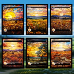 Stained Glass 5 Color Basic Land Pack - 55 Custom Basic Lands for ...
