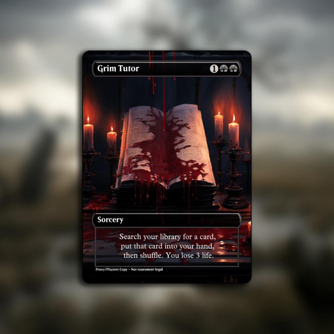 Grim Tutor Proxy Borderless Frame Custom Full Art Game Cards for Commander MTG Proxy Grim Tutor ...