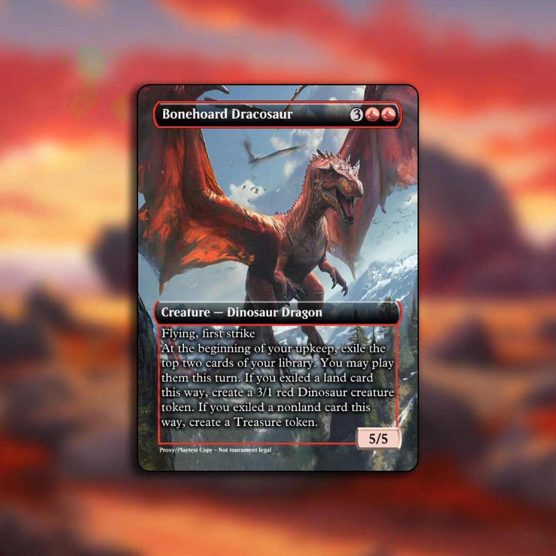 Bonehoard Dracosaur MTG Proxy Borderless Frame Custom Art Card for ...