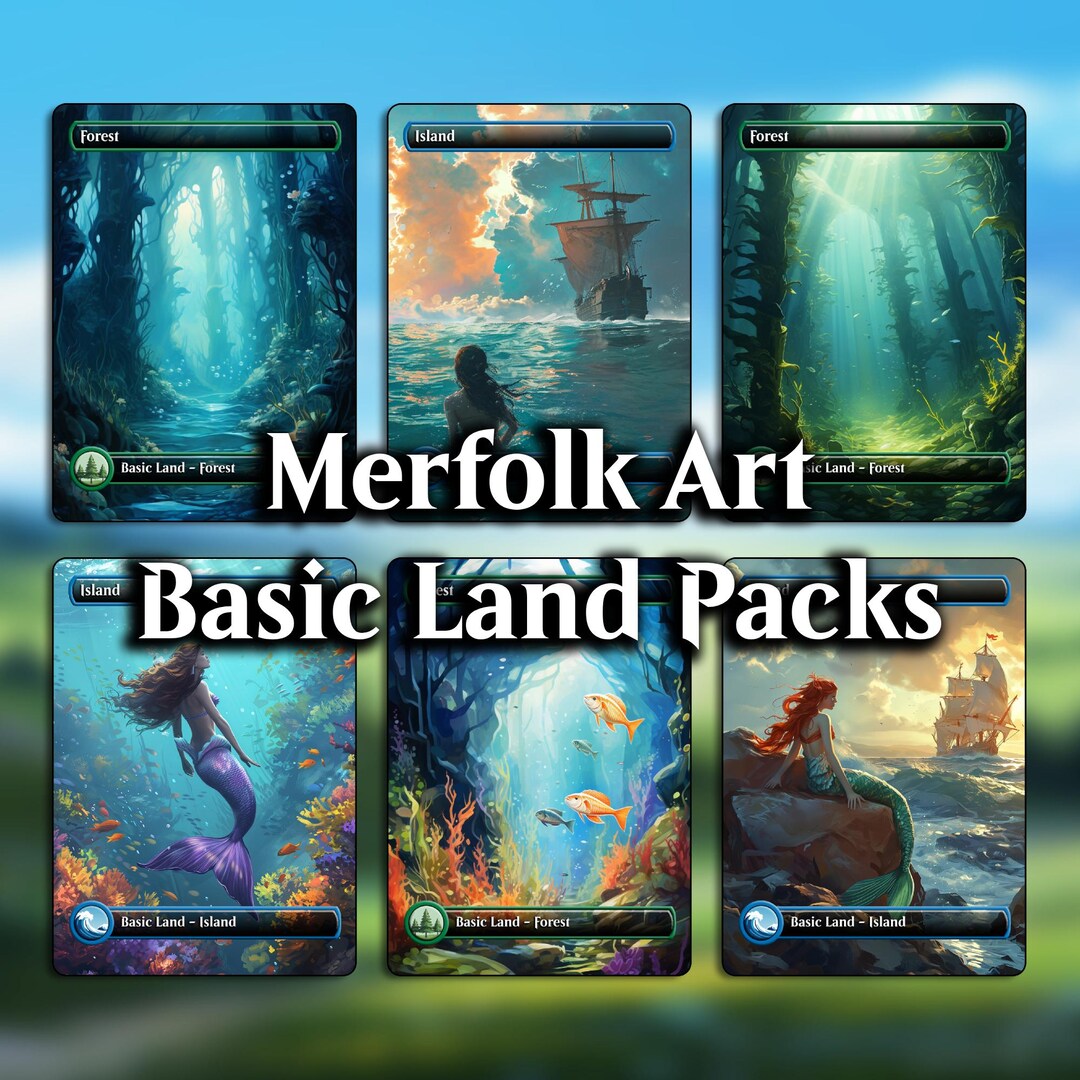 Merfolk Art Basic Land Pack 18 Custom Art Merfolk Mermaid-themed Basic ...