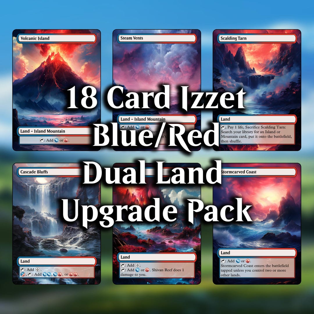 18 Card Izzet blue and Red Ultimate Dual Land MTG Proxy Pack Custom Game Cards for Commander MTG ...