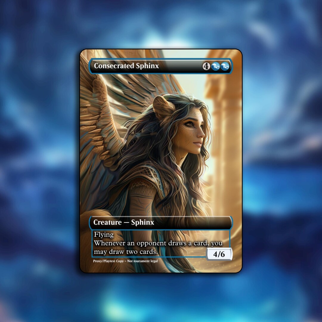 Consecrated Sphinx MTG Proxy Borderless Frame Custom Art Game Card for Commander Proxy MTG ...