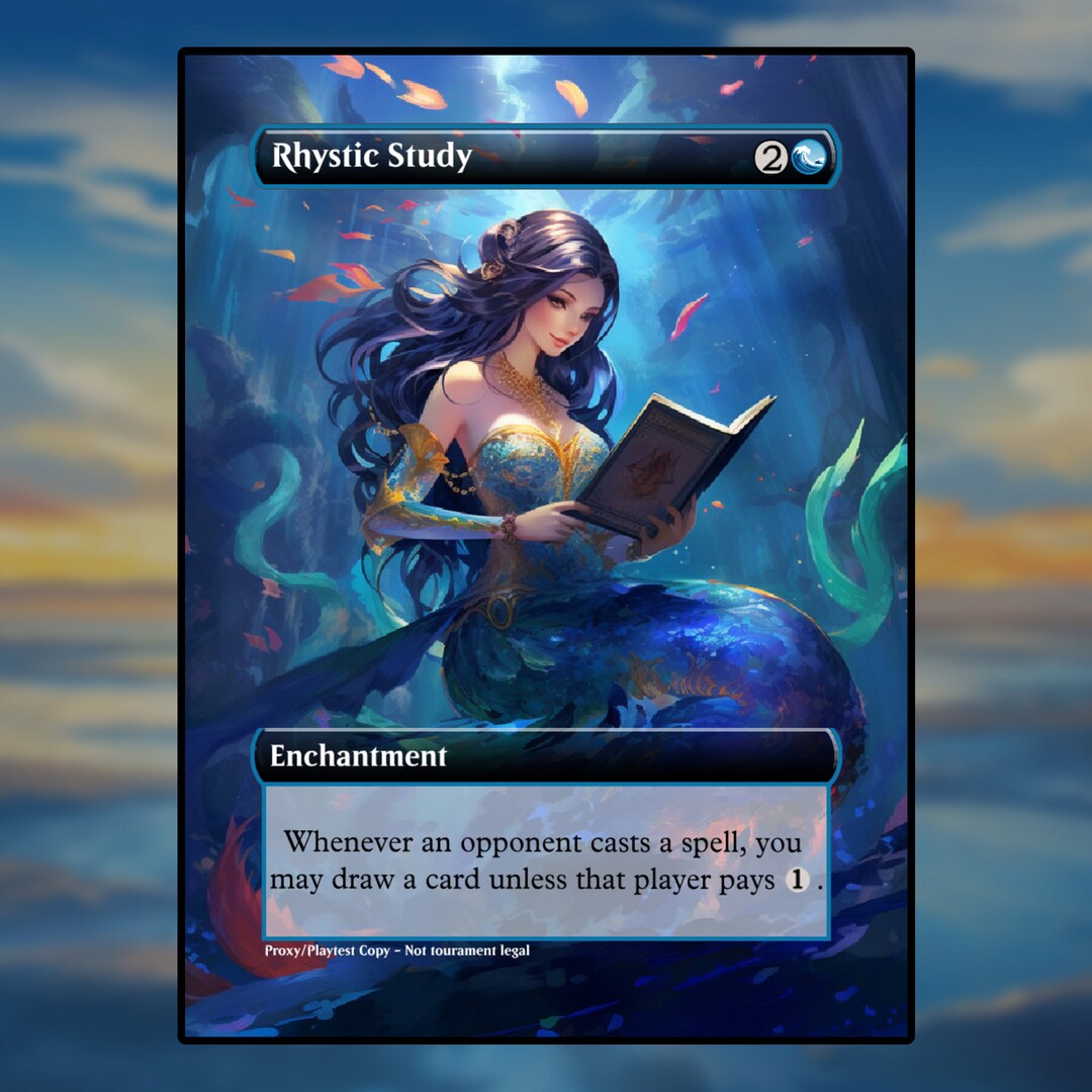 Rhystic Study MTG Proxy Mermaid Version Custom Game Cards for Commander ...