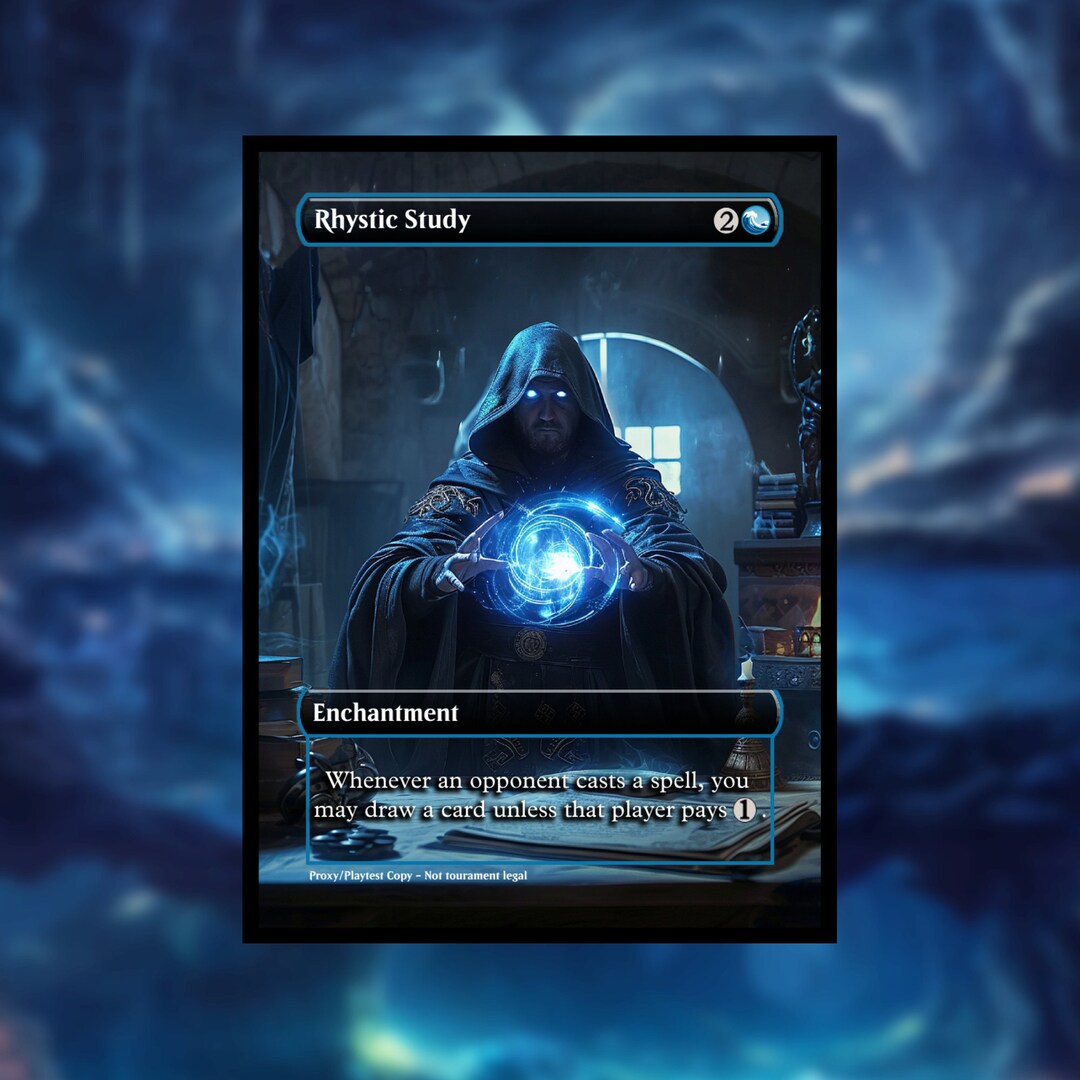 Rhystic Study Proxy Regular Version Clear Frame Custom Game Cards for ...