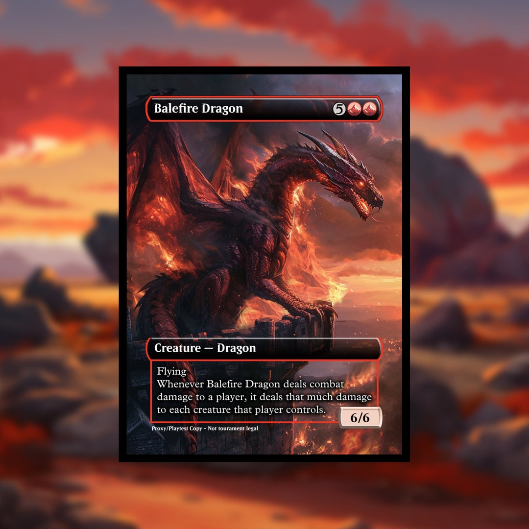 Balefire Dragon Proxy Clear Frame Custom Art Game Card for Commander Proxy Balefire Dragon ...