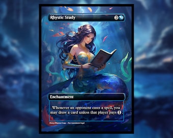 Rhystic Study Proxy Regular Version Clear Frame Custom Game Cards for ...