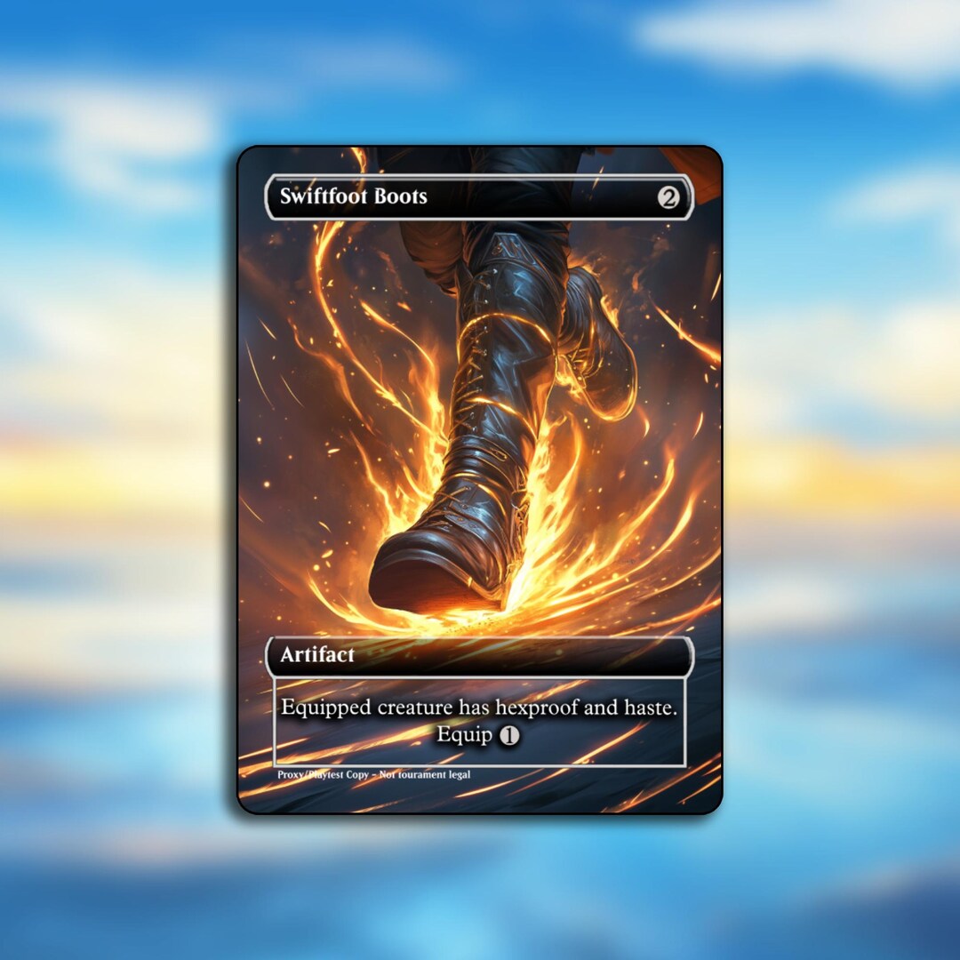Swiftfoot Boots Proxy Clear Frame Custom Art Game Cards for Commander ...