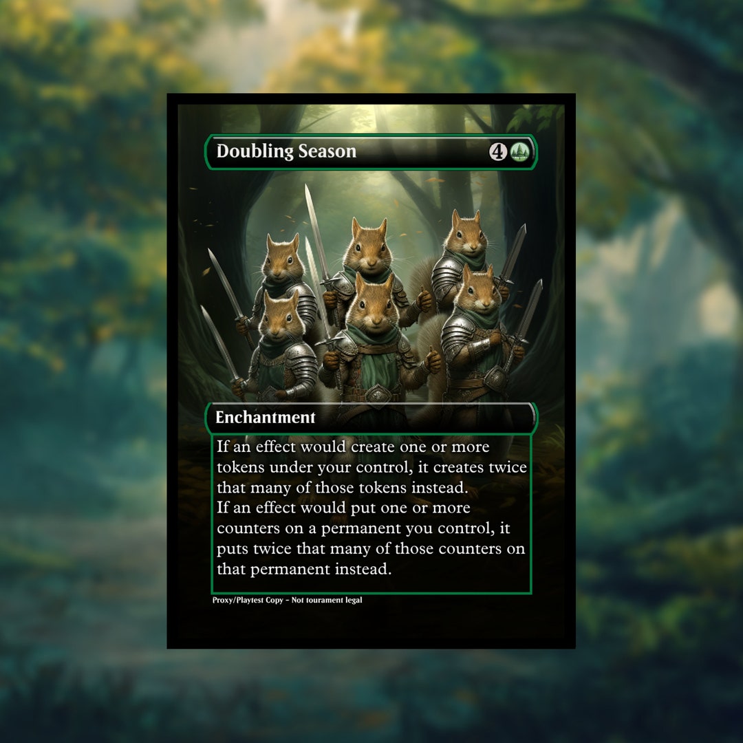 Doubling Season MTG Proxy Squirrel Version Clear Frame Commander Proxy ...
