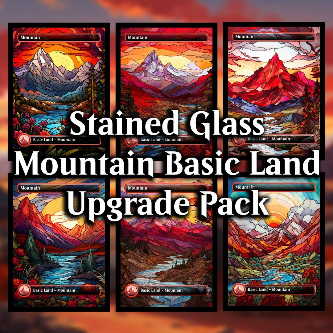 Stained Glass Mountain Basic Land Pack - 18 Custom Basic Lands for ...