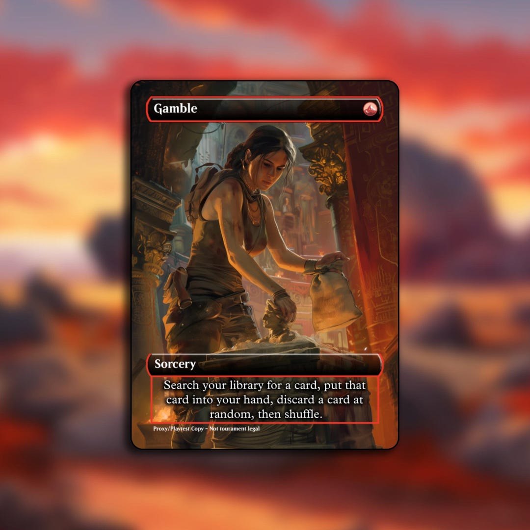 Gamble MTG Proxy Borderless Frame Custom Art Game Card for Commander ...