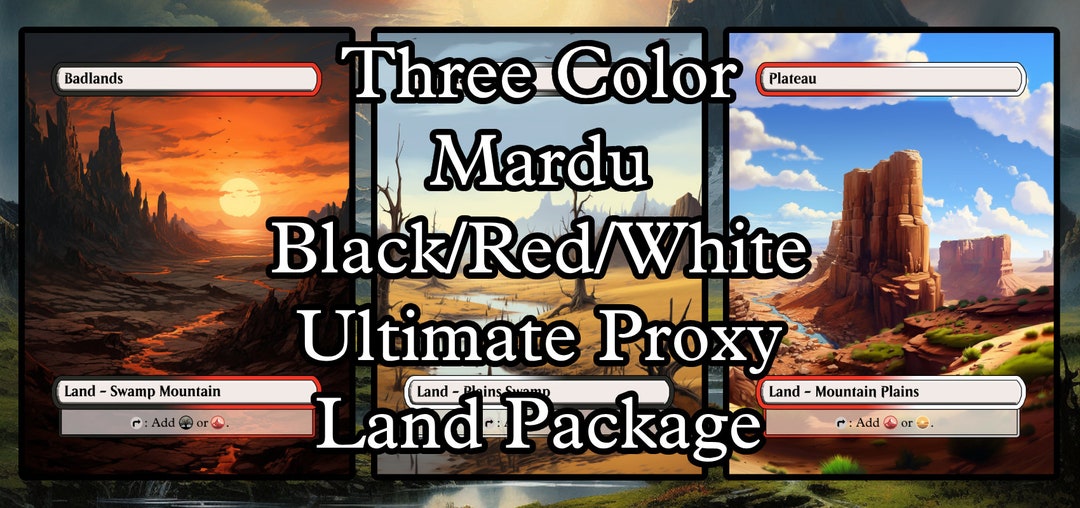 Mardu Land Proxy Set Black White And Red Dual Land Cards 25 Custom