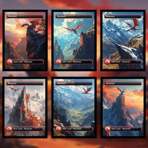 Dragon Temur red/green/blue Basic MTG Proxy Land Pack 18 Dragon-themed Basic Lands for Commander ...