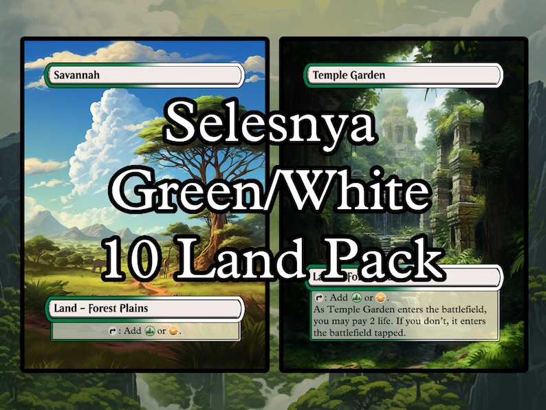 MTG Selesnya Land Proxy Set Green and White Dual Land Cards - Etsy