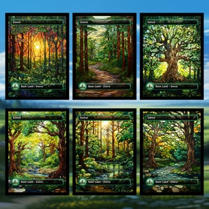 Stained Glass 5 Color Basic Land Pack - 55 Custom Basic Lands for ...