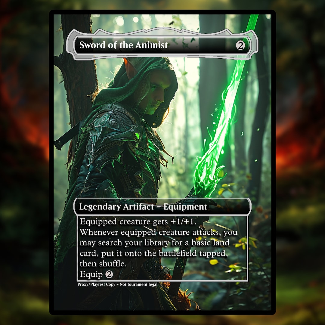 Sword of the Animist Proxy Clear Frame Custom Game Card for Commander ...