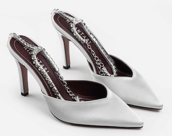 Silver Satin Shoes - Etsy