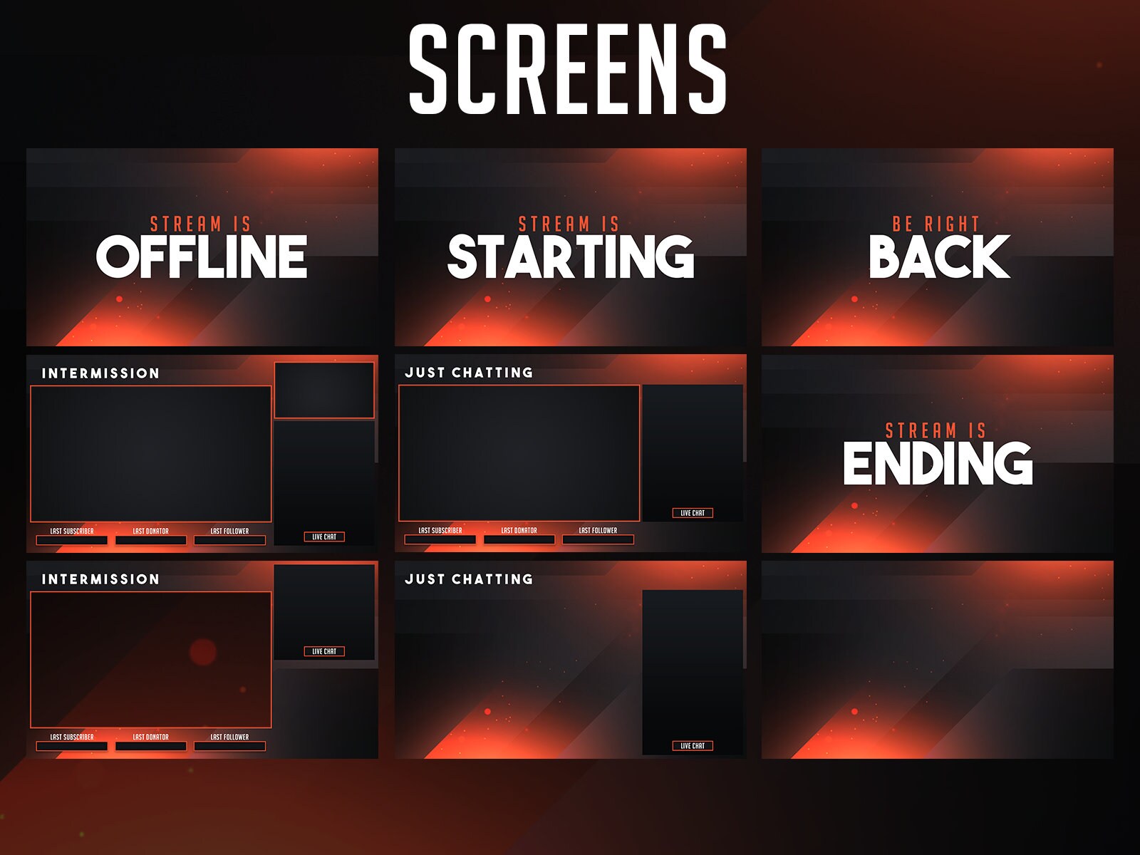 Animated Orange Twitch Overlay Package | Orange Twitch Overlay Animated ...