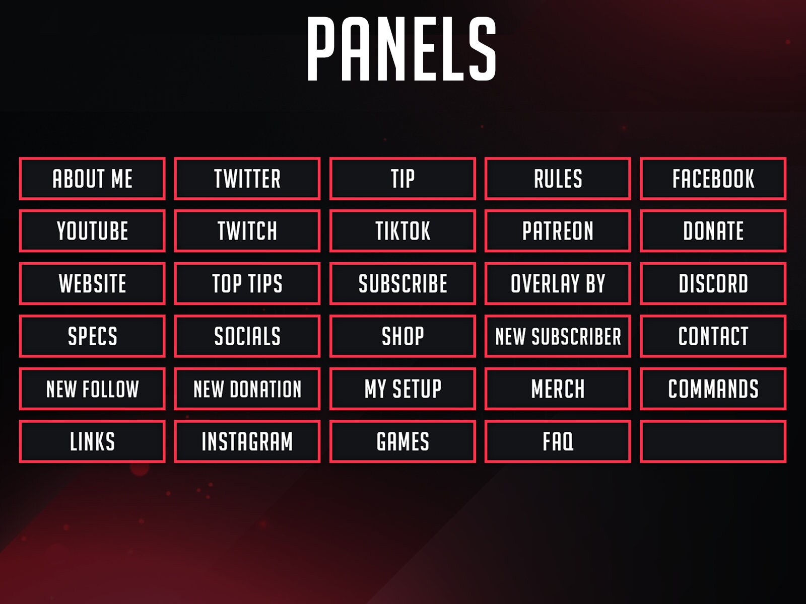 Animated Red Overlay Package | Red Twitch Overlay Pack | Scenes ...