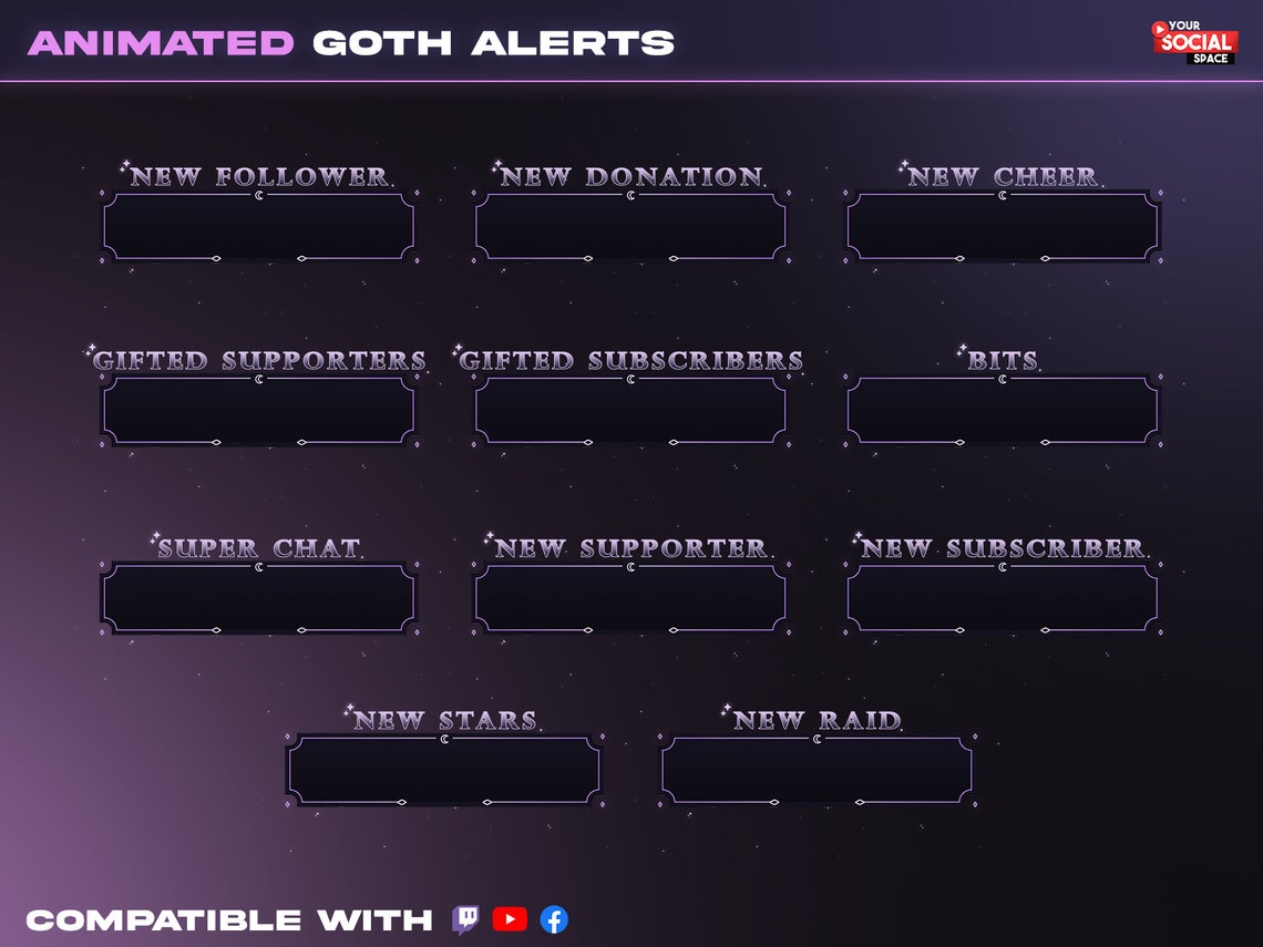 ANIMATED Goth Twitch Overlay Witchy Twitch Overlay Vtuber - Etsy
