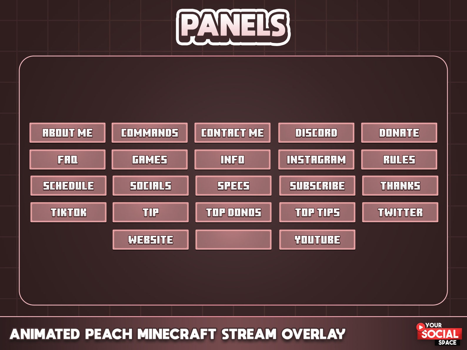 ANIMATED Minecraft Twitch Overlay Pack | Minecraft PEACH Package ...