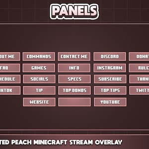 ANIMATED Minecraft Twitch Overlay Pack | Minecraft PEACH Package ...