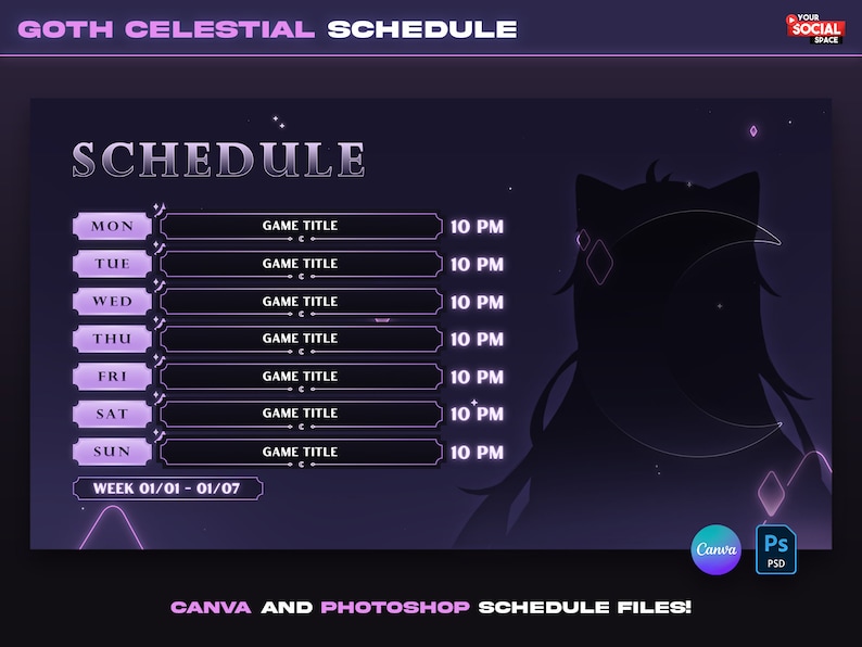 ANIMATED Goth Twitch Overlay | Witchy Twitch Overlay | Vtuber Overlay Pack | Celestial Gothic ...