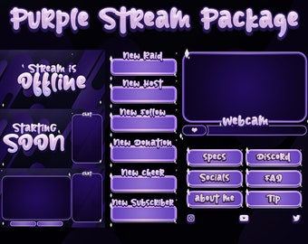 Purple Dark Neon Animated Twitch Overlay Complete (Instant Download) - Etsy