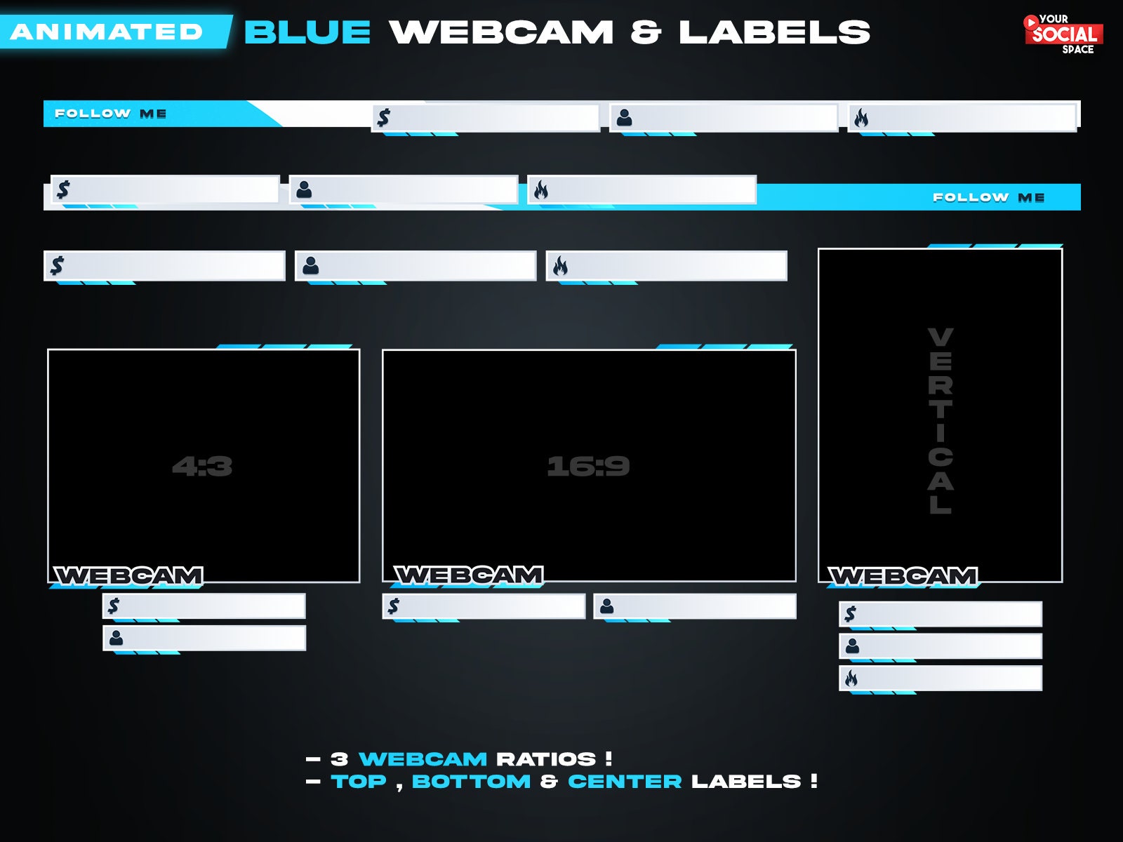 Animated Blue Twitch Overlay Package | Blue Twitch Overlay Animated ...