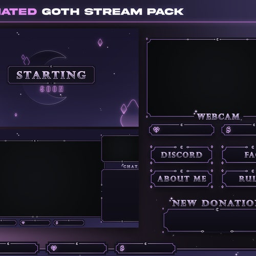 Purple Goth Twitch Overlay Pack Gothic Stream Package. - Etsy UK